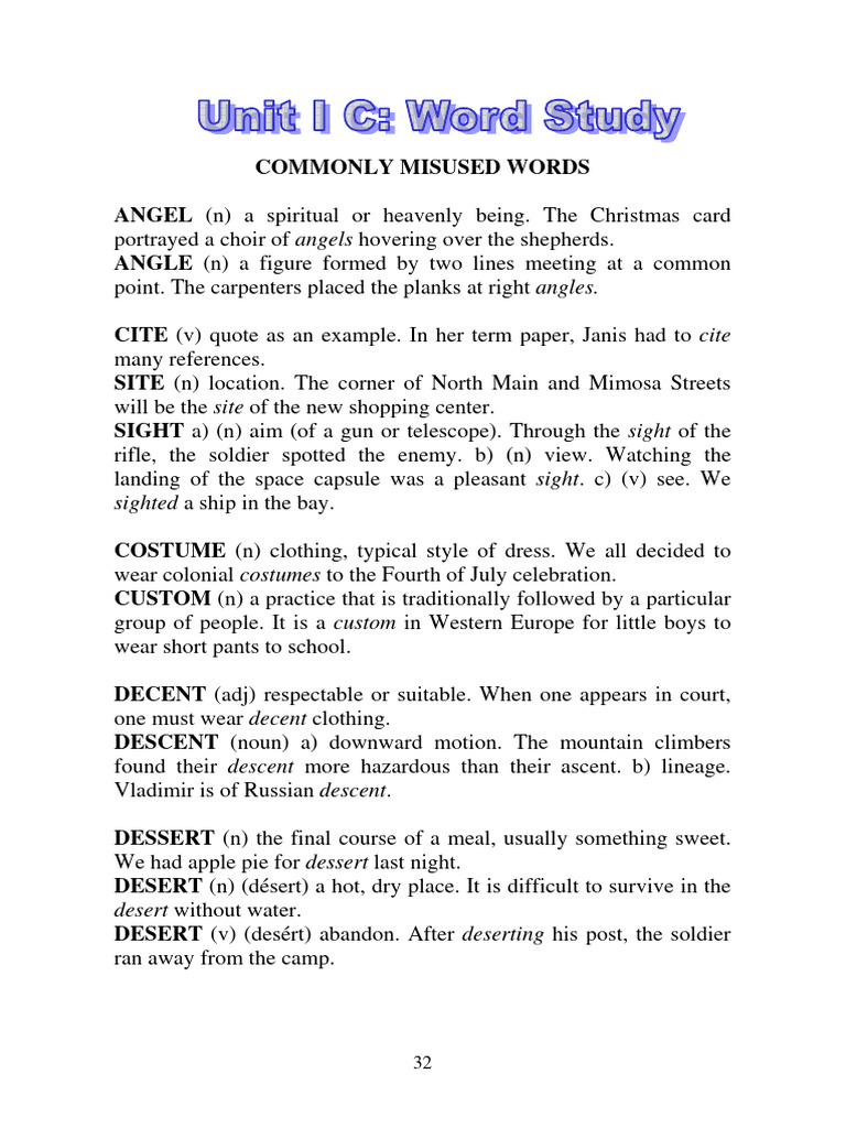 4 - Reading Skills - Commonly Misused Words | PDF