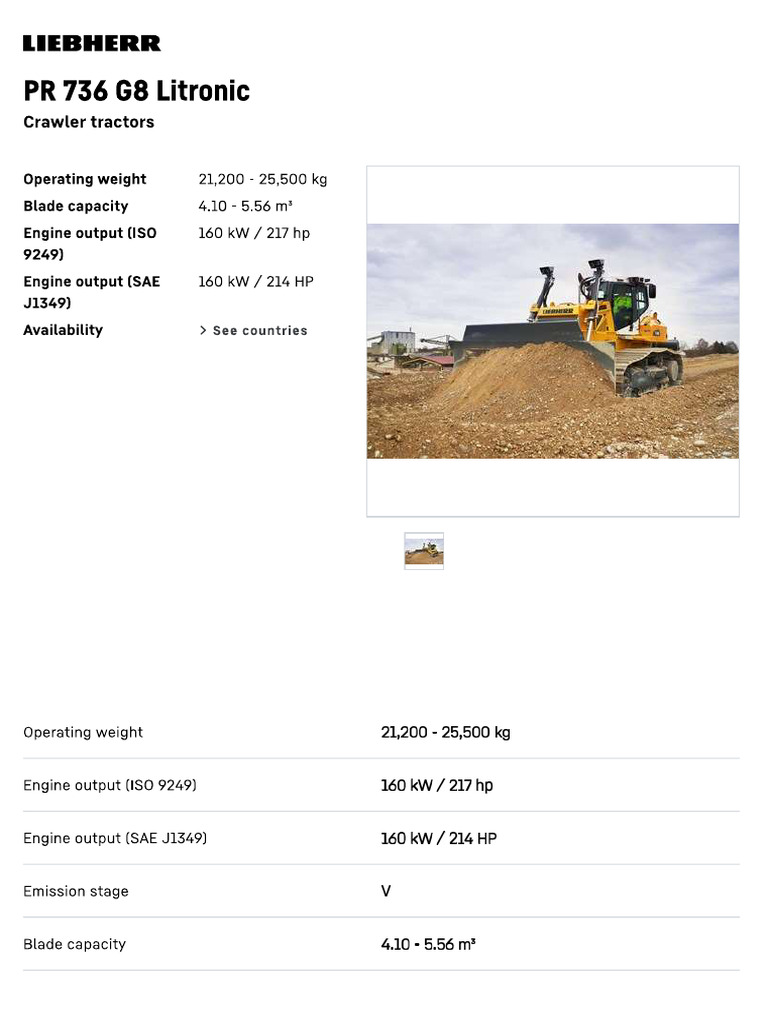 LIEBHERR Crawler Tractor PR 736 | PDF
