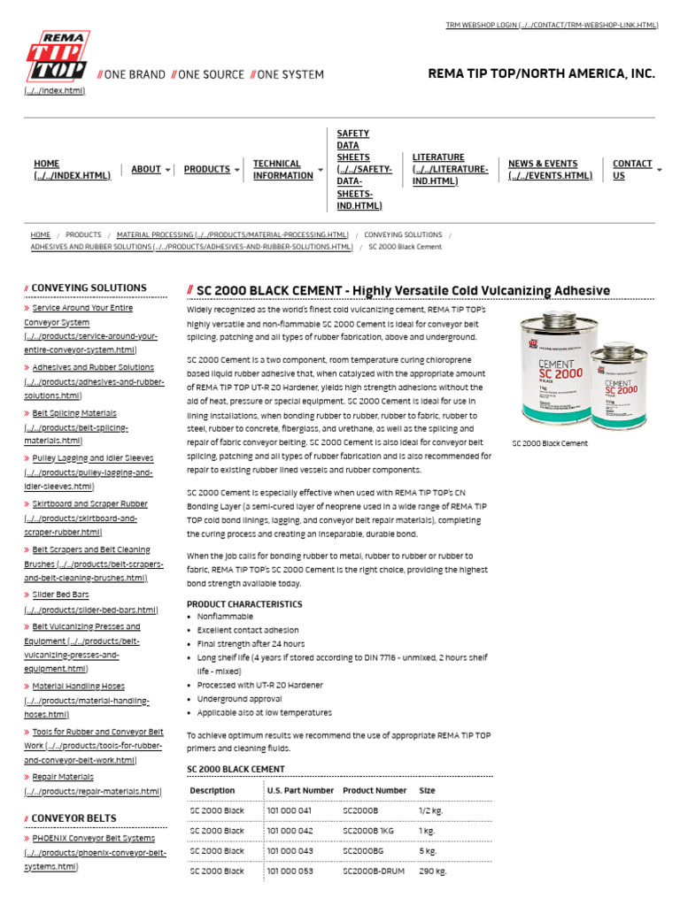 SC 2000 Black Cement - REMABOND CEMENTS - REMA TIP TOP | PDF | Belt ...