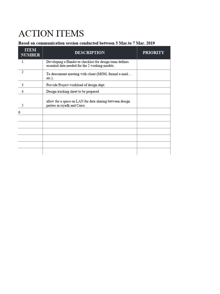 Action Item Template | PDF | Computers