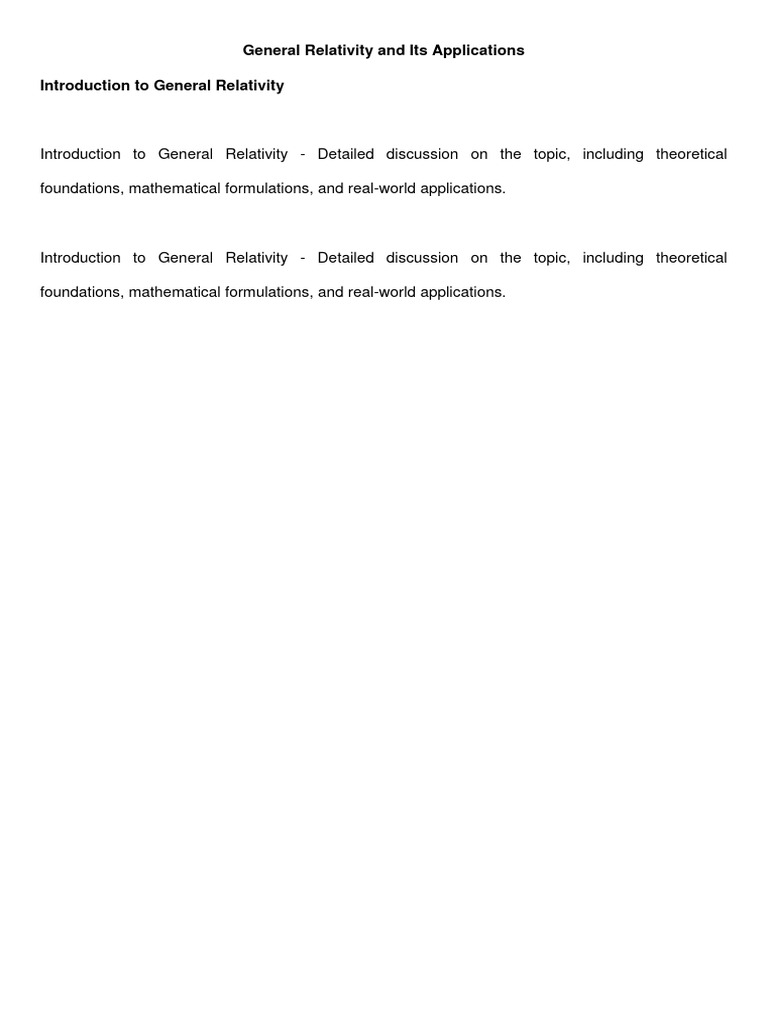 General Relativity and Its Applications | PDF | Social Science