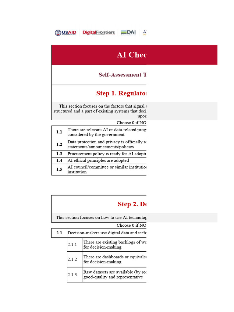 AI Checklist Tool | PDF | Artificial Intelligence | Intelligence (AI ...