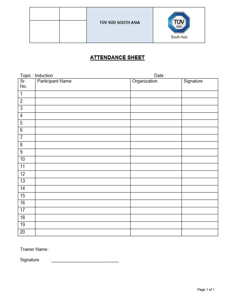 Induction Attendance | PDF