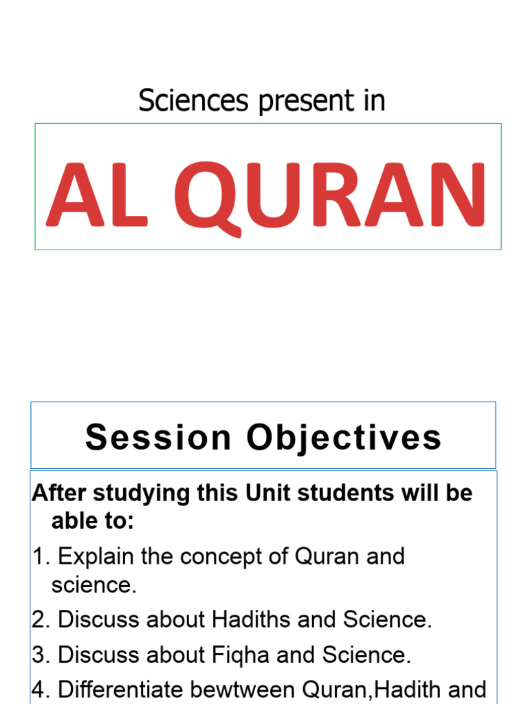 Unit 1 Quran, Science & Hadith-1 | PDF | Hadith | Quran