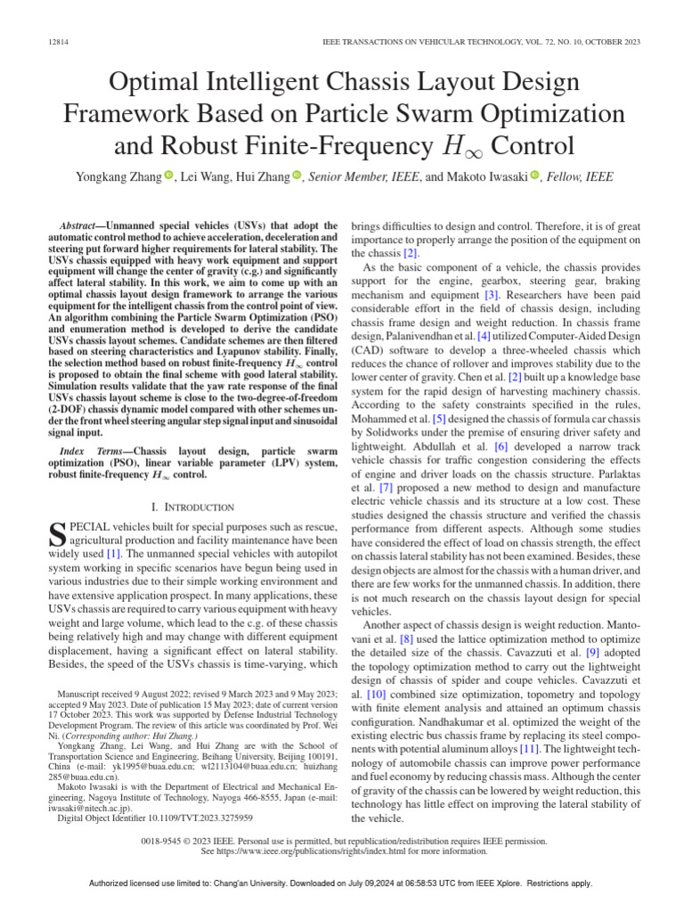 Optimal Intelligent Chassis Layout Design Framework Based On Particle Swarm Optimization and ...
