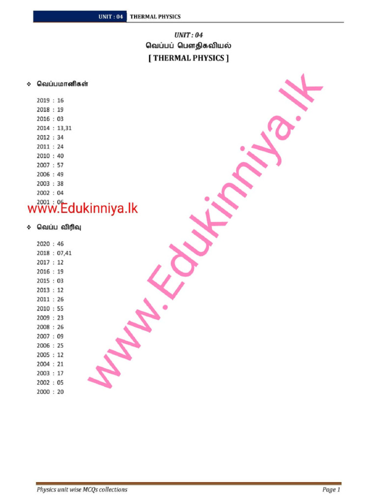 Unit-04 Phy WWW - Edukinniya.lk | PDF