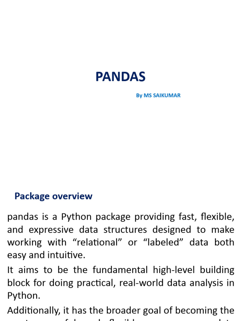 Pandas | PDF | Computer Science | Software Engineering Pandas | PDF | Computer Science | Software Engineering