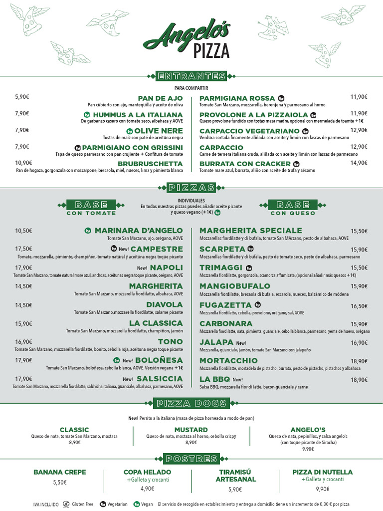 Menu Angelos Pizza | PDF | pesto | Alimentos