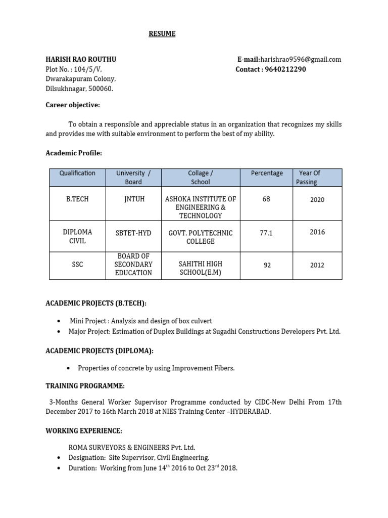 Harish Resume | PDF | Engineering