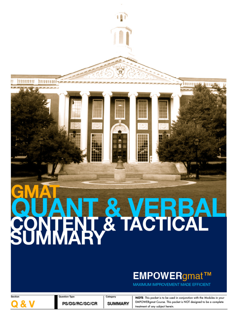 EMPOWERgmat Quant & Verbal Tactical E-Booklet | PDF | Graduate ...