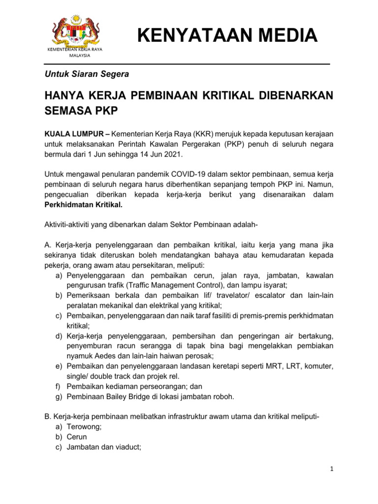 kenyataan media PKP 2021 | PDF