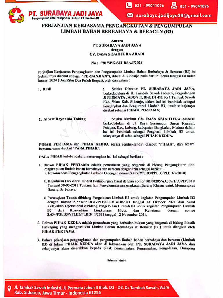 Perjanjian Kerjasama Limbah Pdf