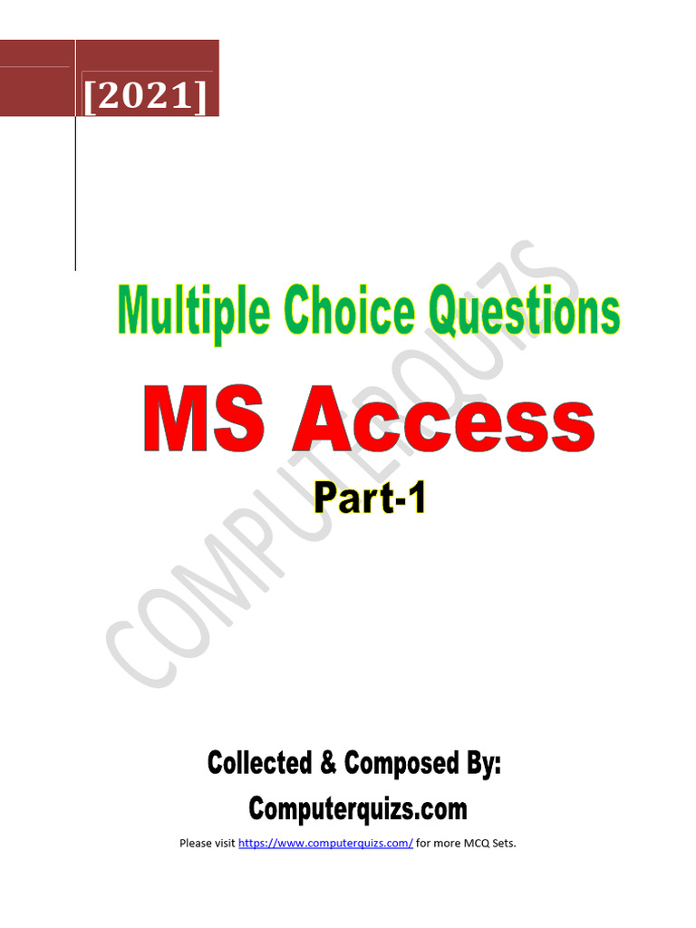 MS Access MCQS-1 | Download Free PDF | Databases | Relational Model