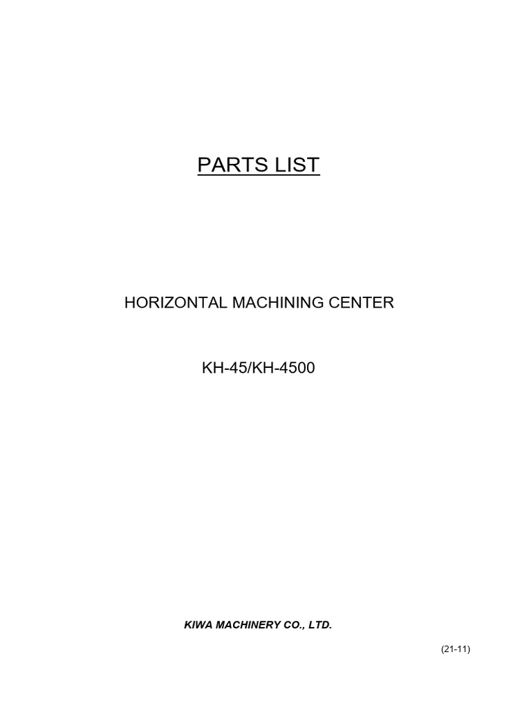 KH45-KH-4500 Parts List 21-11 | PDF | Screw | Metalworking