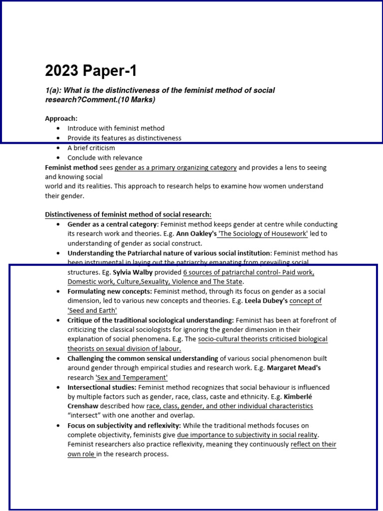 Distinctiveness of Feminist Research Method | PDF | Sociology | Bureaucracy