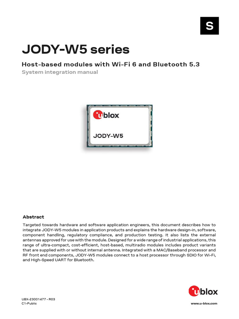 Jody-W5 Sim Ubx-23001477 | PDF | Bluetooth | Wi Fi