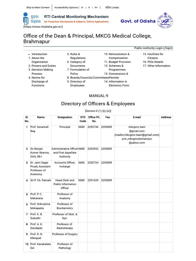 Govt. of Odisha - Central Monitoring Mechanism For Right To Information ...
