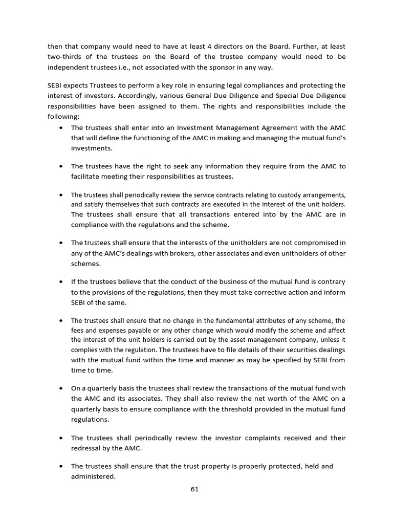 Roles and Responsibilities of Mutual Fund Trustees | PDF | Securities ...
