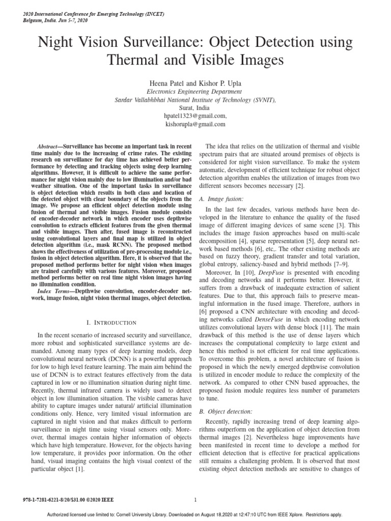Night Vision Object Detection | PDF | Computer Vision | Deep Learning