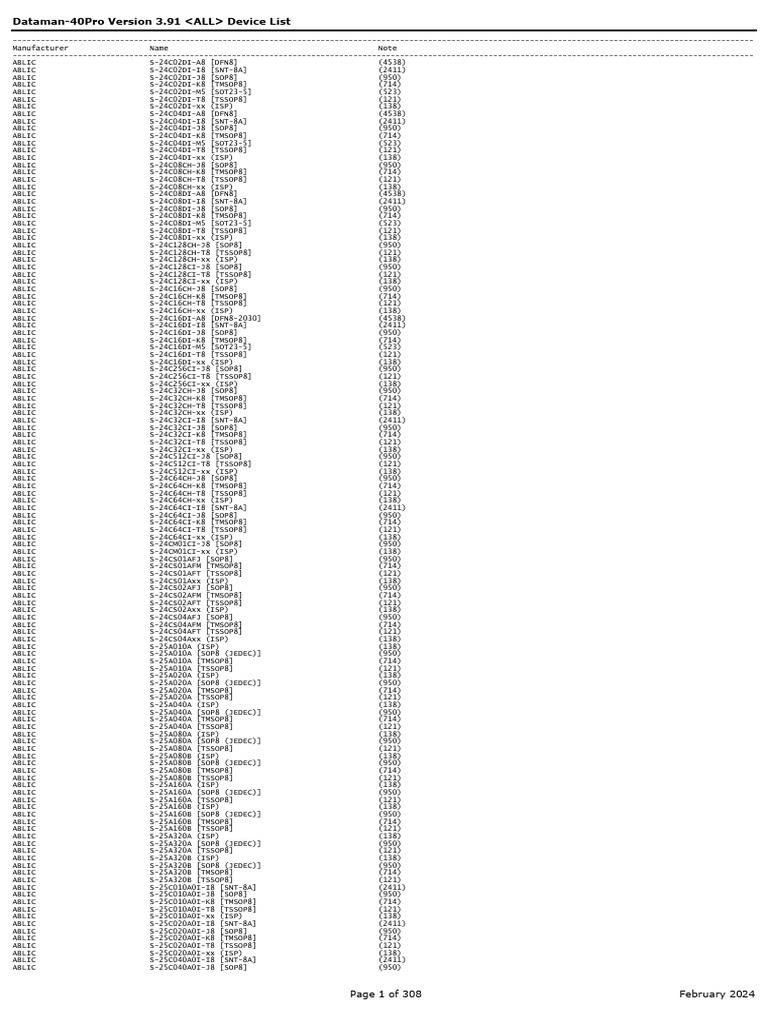 Dataman 40pro Device List 30 | PDF | Electronics | Electronic Engineering