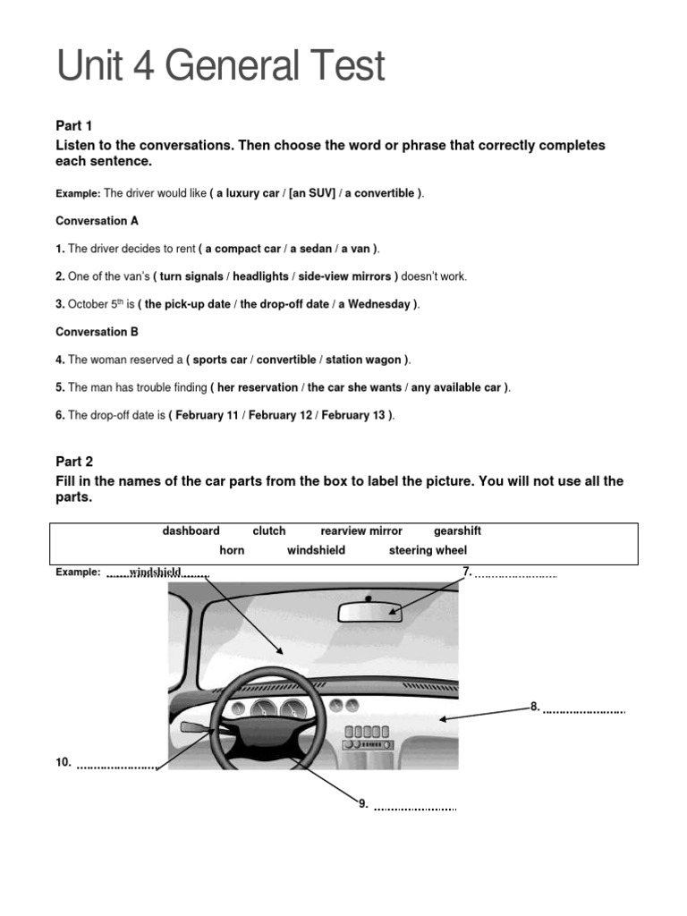 Top Notch 2a Test - Unit 4 | PDF | Motor Vehicle | Vehicles