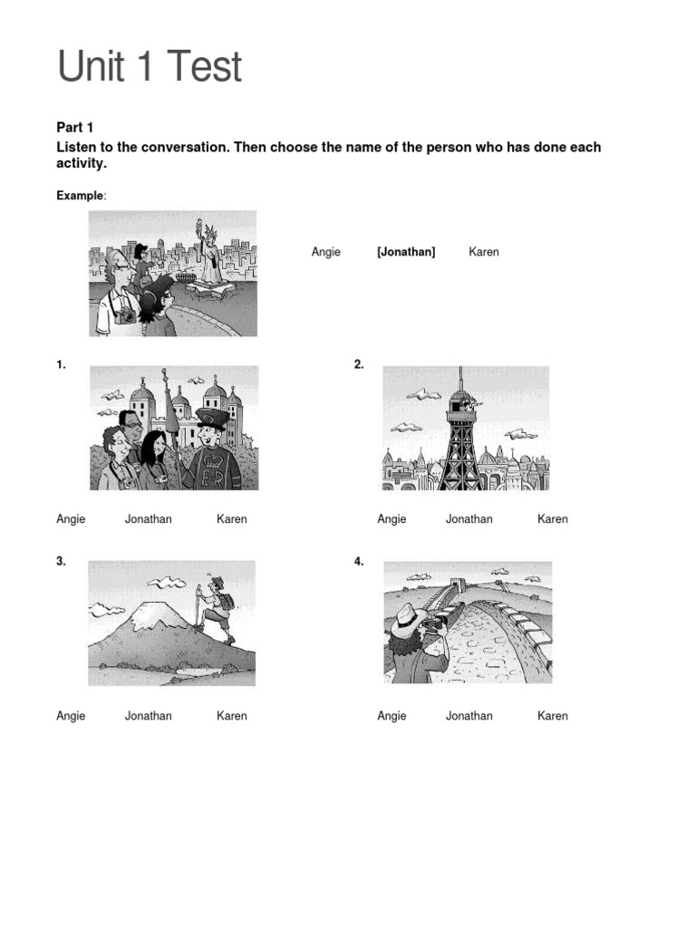 Top Notch 2A Unit 1 Test Guide | PDF | Linguistics