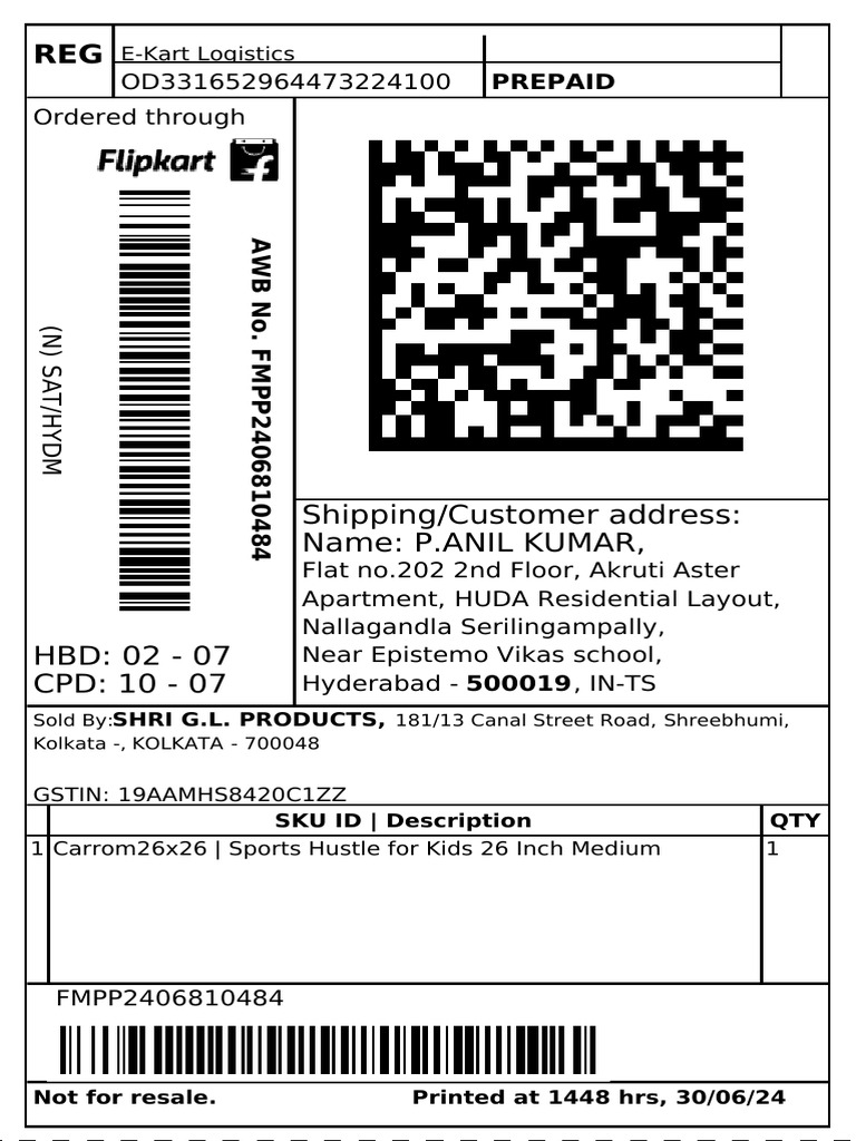 Flipkart Labels 30 Jun 2024 02 48 | PDF | Invoice | Bharatiya Janata Party