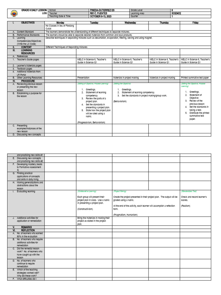 Science Q1-W7-DLL | PDF | Learning | Behavior Modification