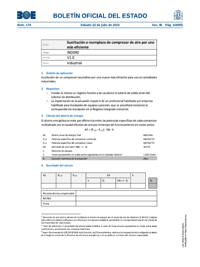 Ficha_Sustitución compresores_BOE | PDF