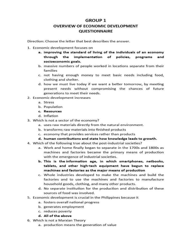QA Multiple Choice | PDF | Economic Growth | Economies
