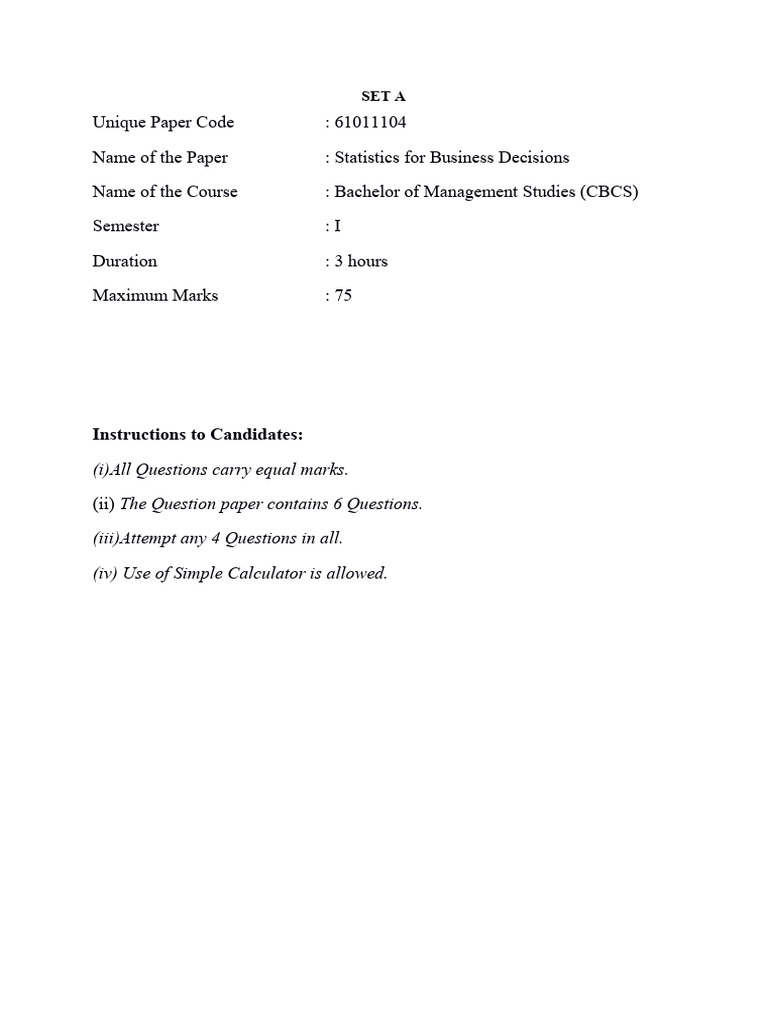 BMS - Statistics For Business Deci Se2gepD | PDF | Statistical Analysis ...