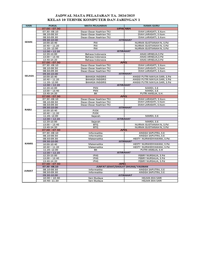 Jadwal Terbaru 2425 Oke 2 | PDF