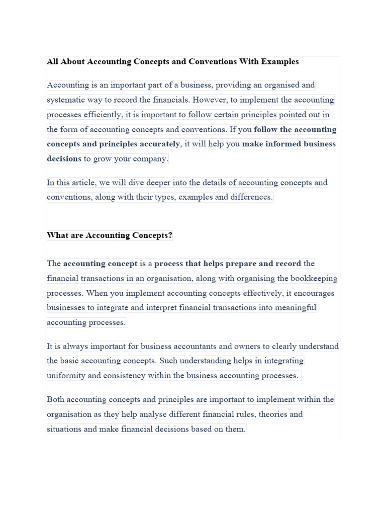 Accounting Concepts and Conventions Explained | PDF | Accounting ...