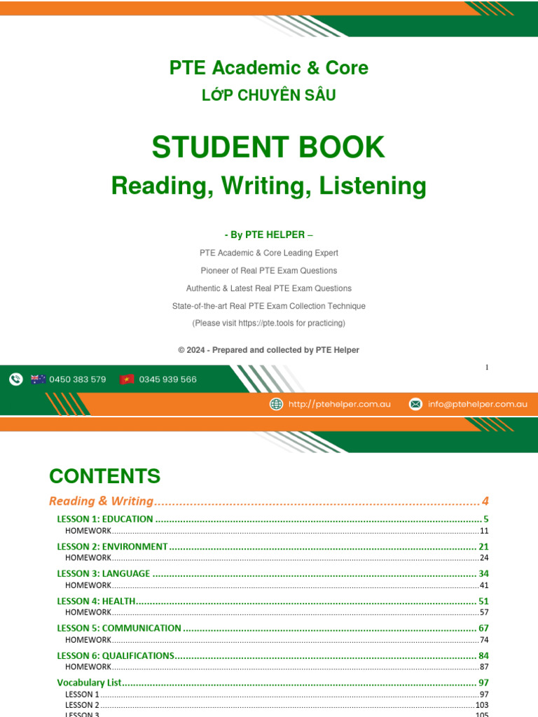 PTE Academic Study Guide: Reading & Writing | PDF | Distance Education ...