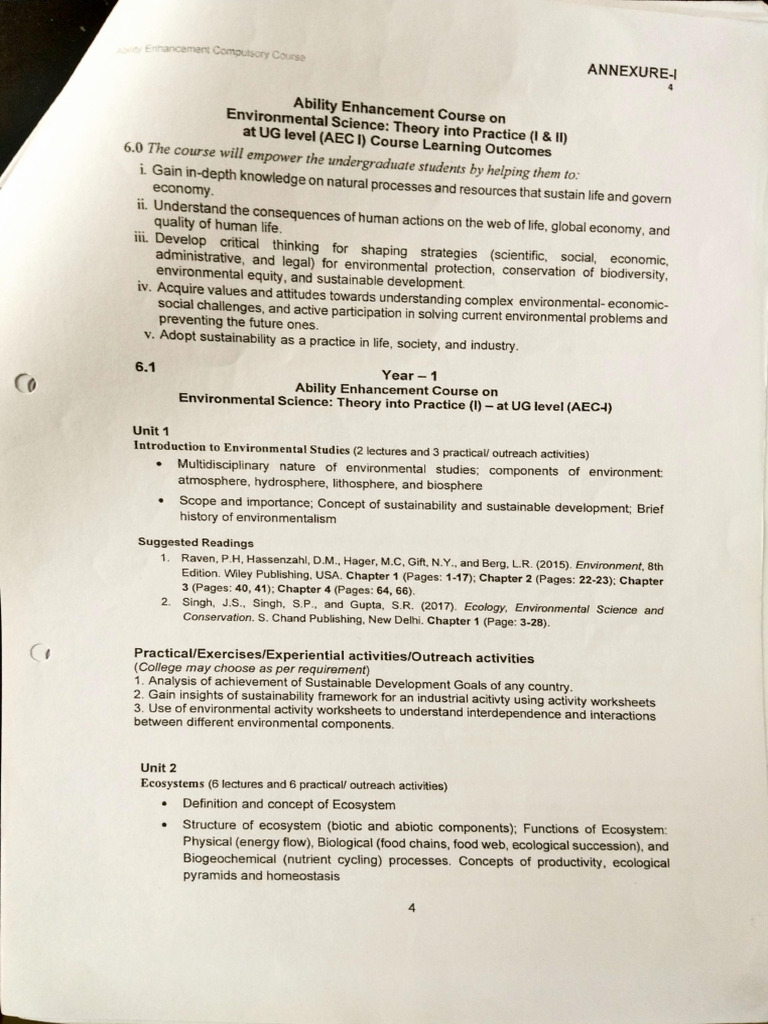 EVS SYLLABUS bn | PDF