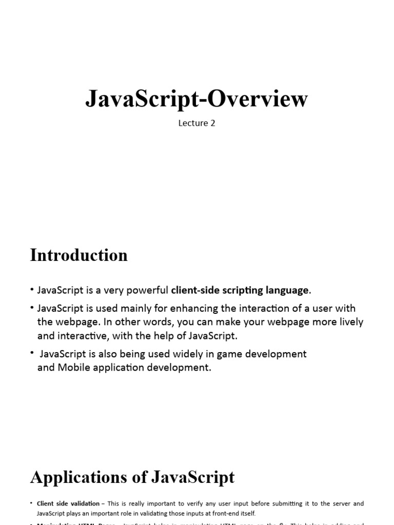 Full Stack Lec 2 Pdf Java Script Dynamic Web Page