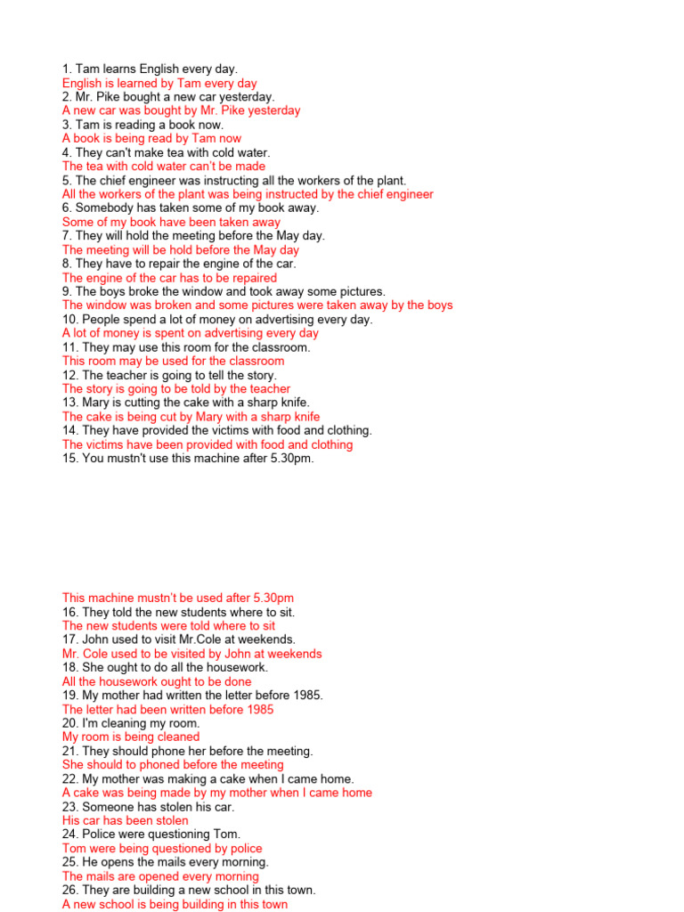 Passive Voice - Exercise | PDF