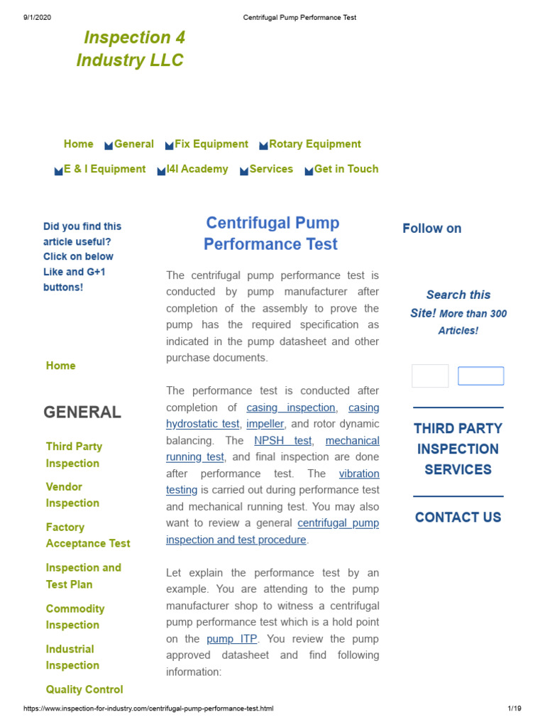 Centrifugal Pump Performance Test | Download Free PDF | Pump ...