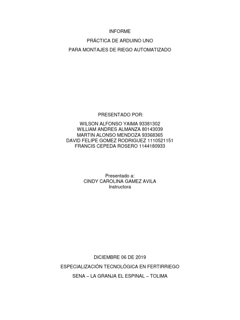INFORME Parcial Arduino v2 | PDF | Arduino | Sensor