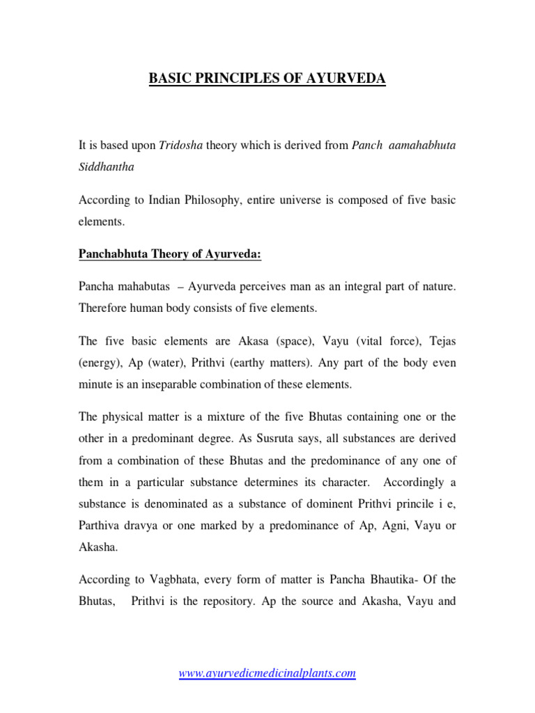Basic Principles of Ayurveda | PDF