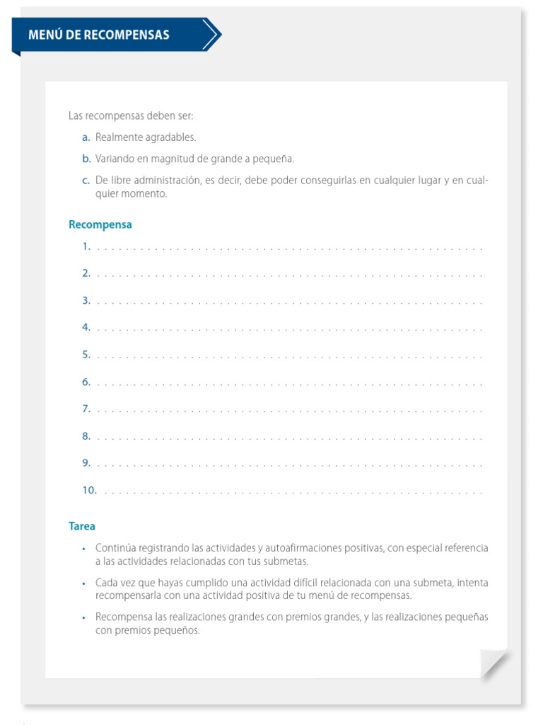 Menu de Recompensas Templado | PDF