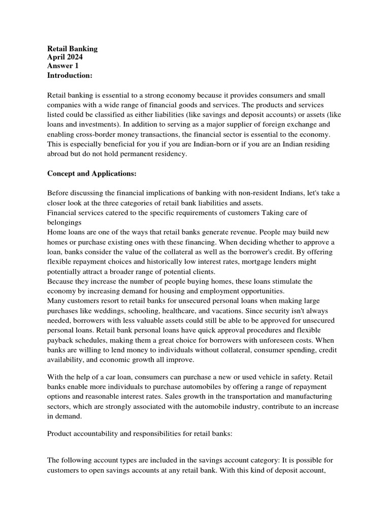 Retail Banking | PDF | Monetary Policy | Reserve Bank Of India