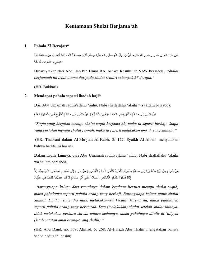 Keutamaan Sholat Berjamaah dalam Islam | PDF