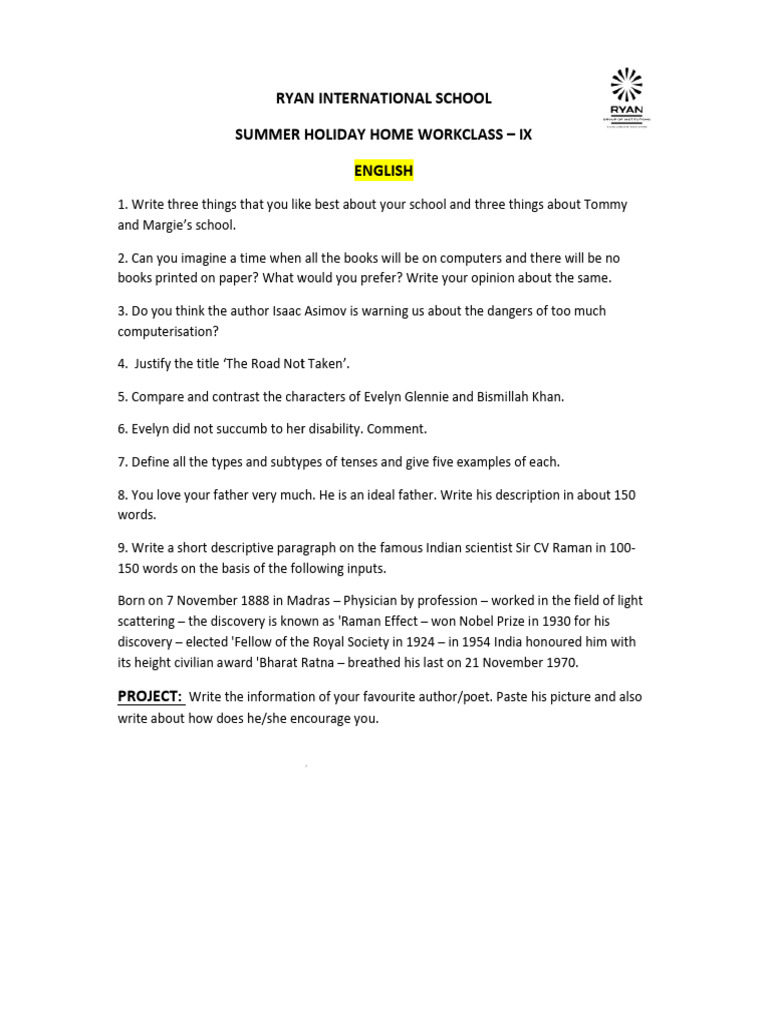 Class IX Summer HHW (2024 2025) Merged | PDF | Acceleration | Velocity