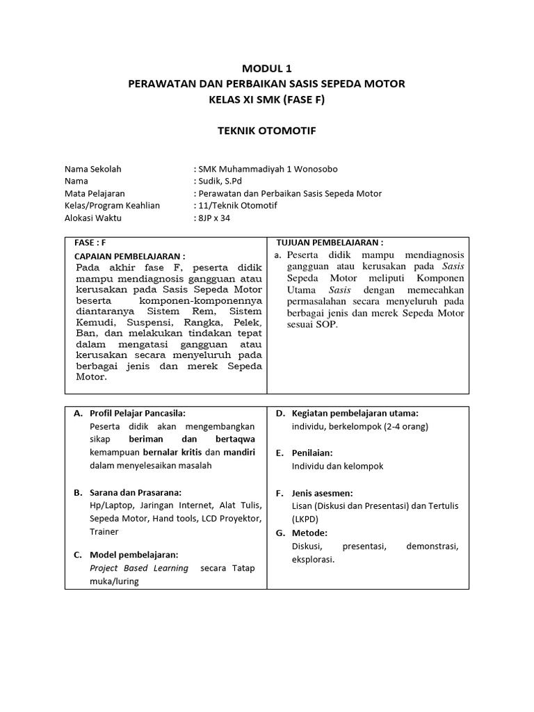 MA - SUDIK - PSSM - FASE F XI - Sudik Sudik | PDF