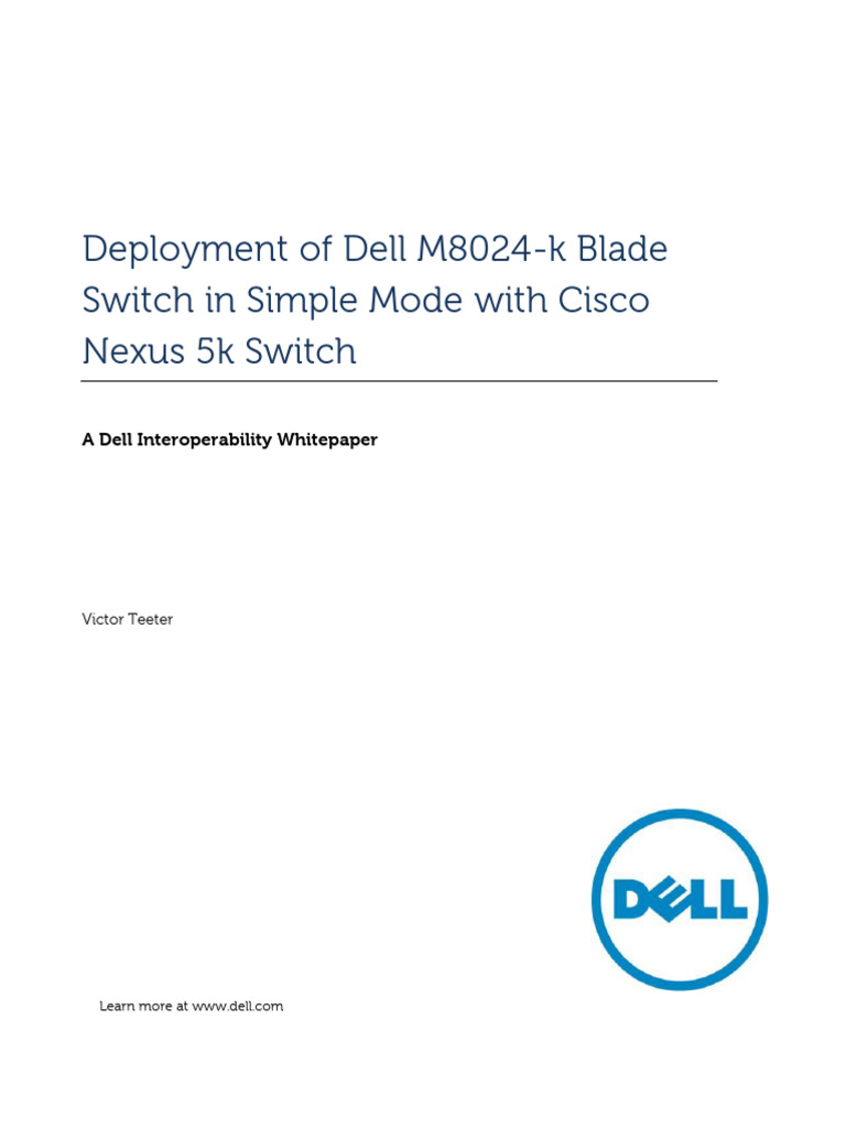 Deployment of Dell M8024k Blade Switch in Simple Mode With Cisco Nexus ...
