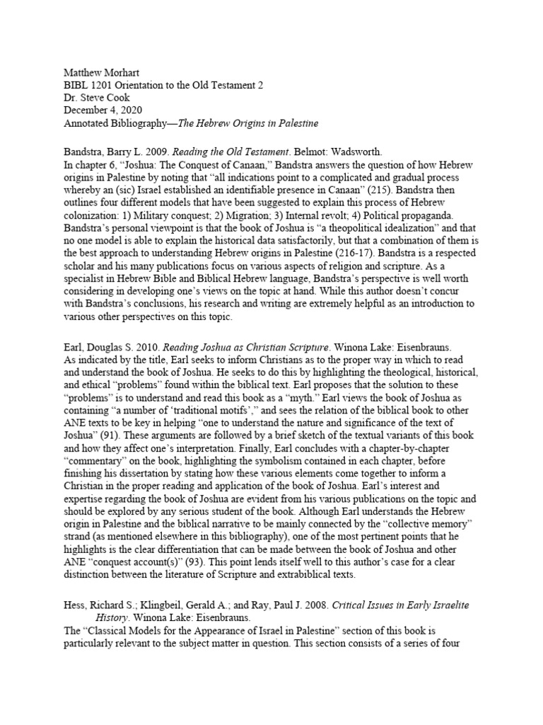 Annotated Bibliography | PDF | Bible | Israelites