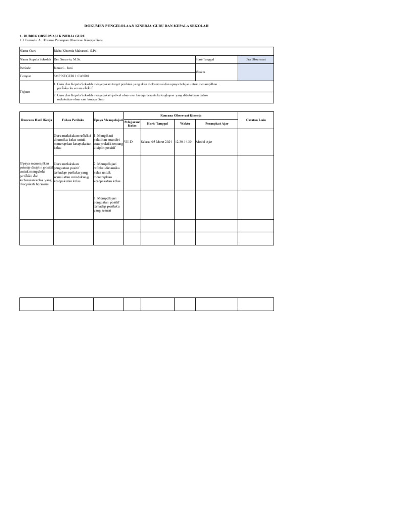 Form Observasi Guru | PDF