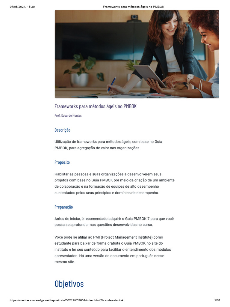 Frameworks para Métodos Ágeis No PMBOK | PDF | Desenvolvimento ágil de software | Framework de ...