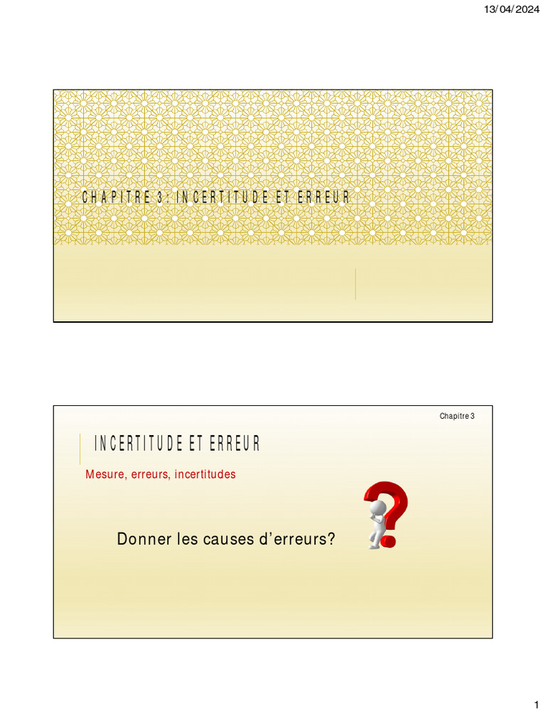 Erreurs et incertitudes en métrologie | PDF | Erreur de mesure | Écart type